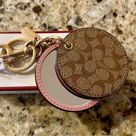 Coach | Accessories | Coach Pink Mirror Bag Charm Keychain Fob In ...